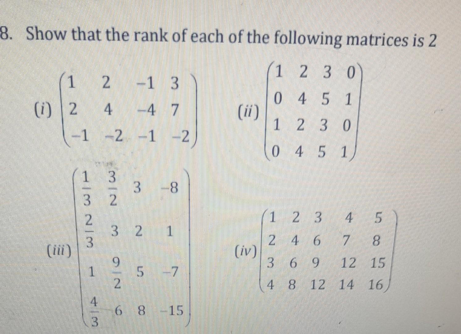 Solved Show that the rank of each of the following matrices | Chegg.com