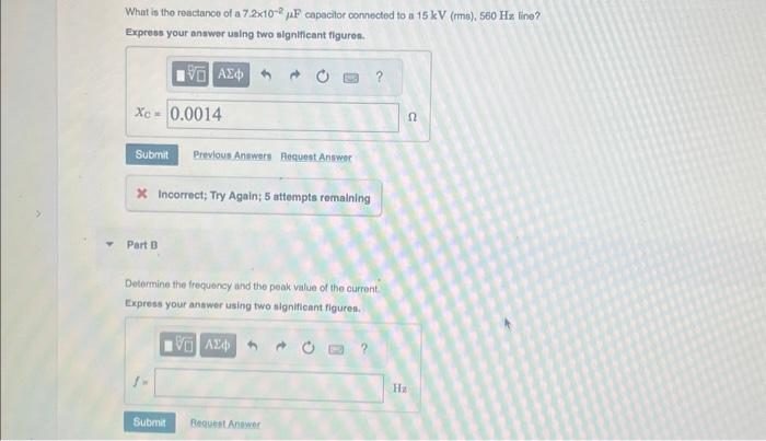 Solved What is the reactance of a 7.2×10−2μF capacitor | Chegg.com