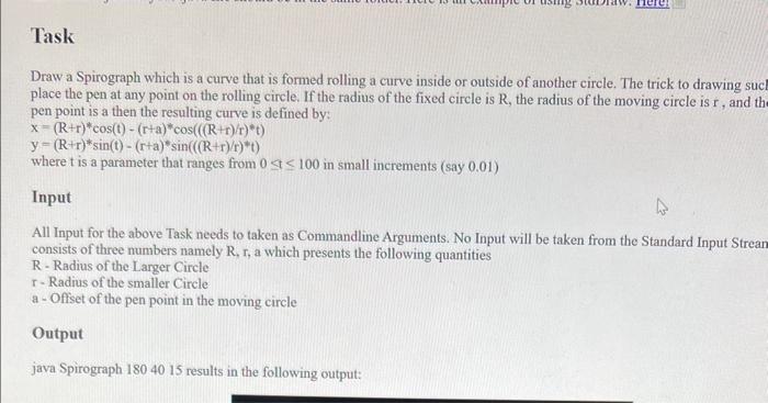 Solved Draw a Spirograph which is a curve that is formed | Chegg.com