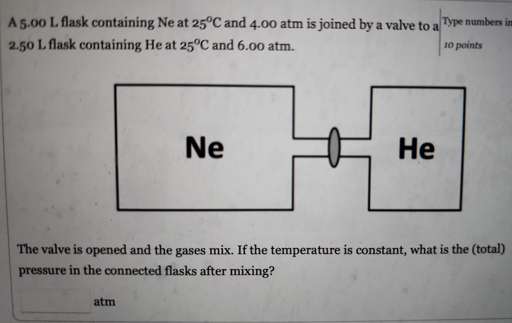 Solved A 5.00 L flask containing Ne at 25∘C and 4.00 atm is | Chegg.com