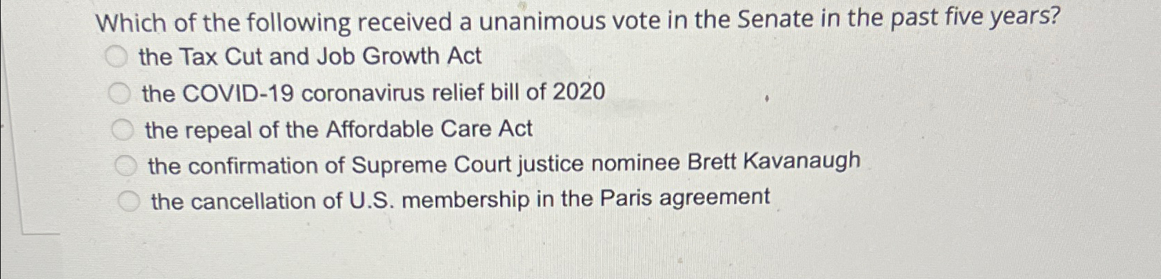 Solved Which of the following received a unanimous vote in | Chegg.com