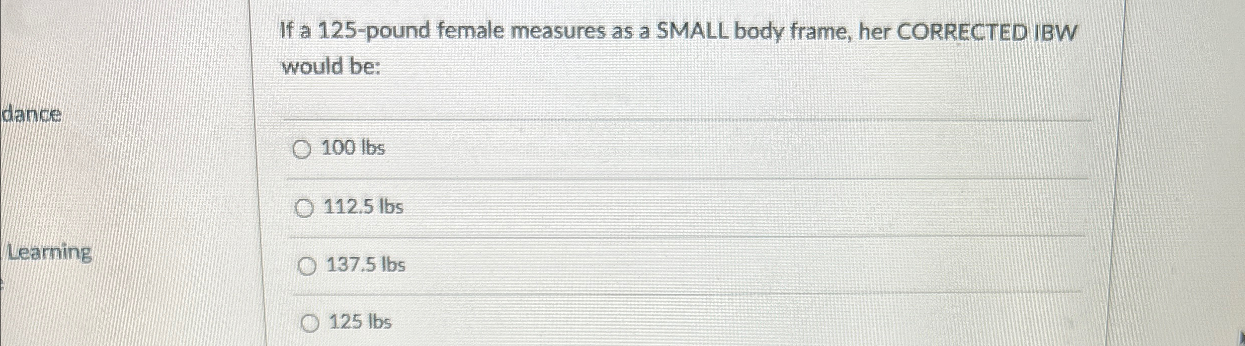 Solved If a 125-pound female measures as a SMALL body frame, | Chegg.com