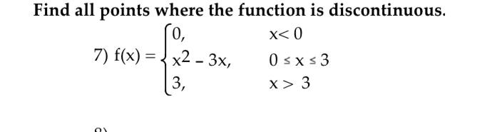 Solved Find all points where the function is | Chegg.com