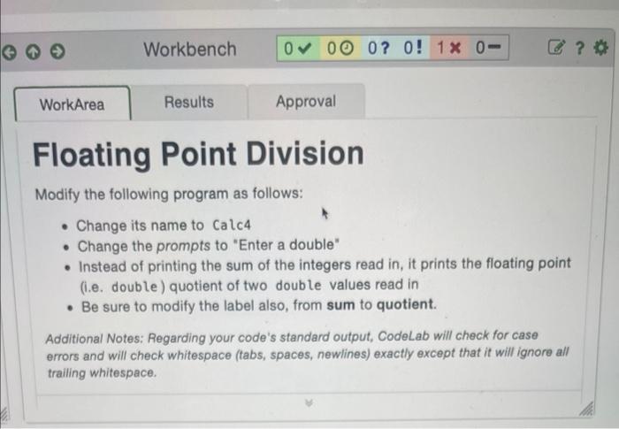 Solved Floating Point Division Modify the following program | Chegg.com