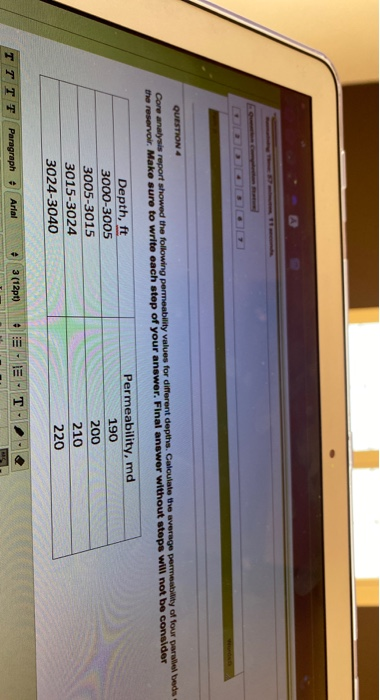 Solved QUESTION Core analysis report showed the following | Chegg.com
