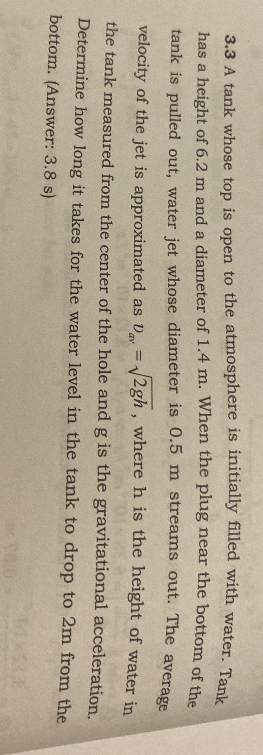 Solved by an EXPERT 3.3 ﻿A tank whose top is open to the atmosphere is | Chegg.com