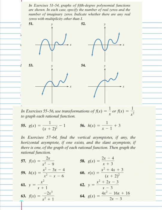 Solved In Exercises 51-54, graphs of fifth-degree polynomial | Chegg.com