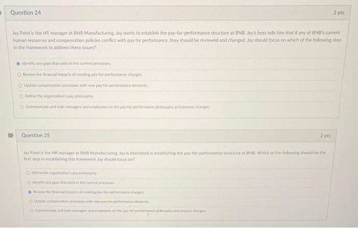 Solved lay Pate is the HR manager at BNB Manulacturing Jay | Chegg.com