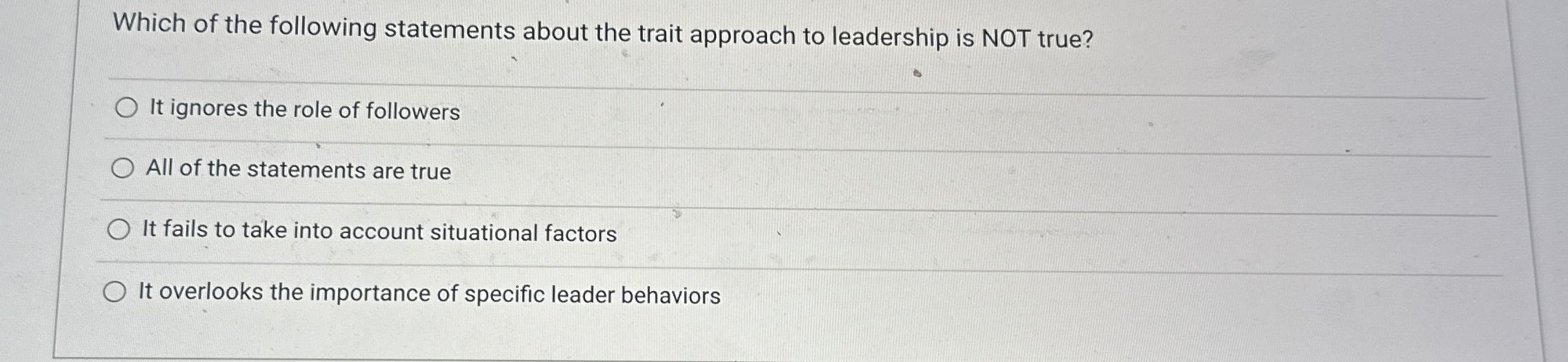 Solved Which of the following statements about the trait | Chegg.com