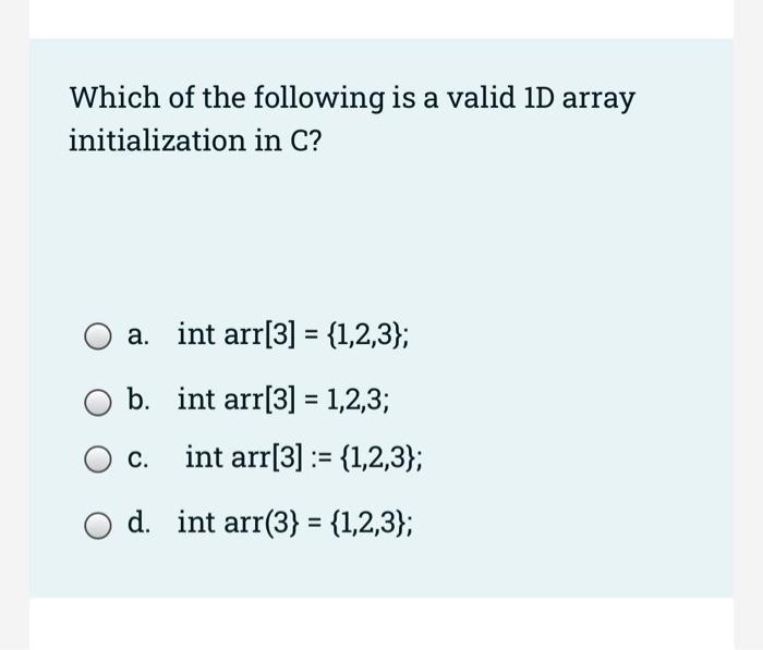 Solved Which of the following is a valid ID array | Chegg.com