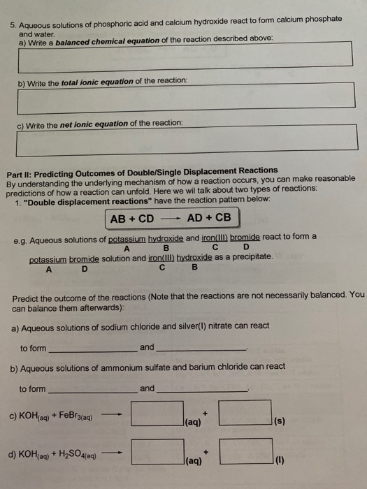 Solved 5. Aqueous solutions of phosphoric acid and calcium | Chegg.com