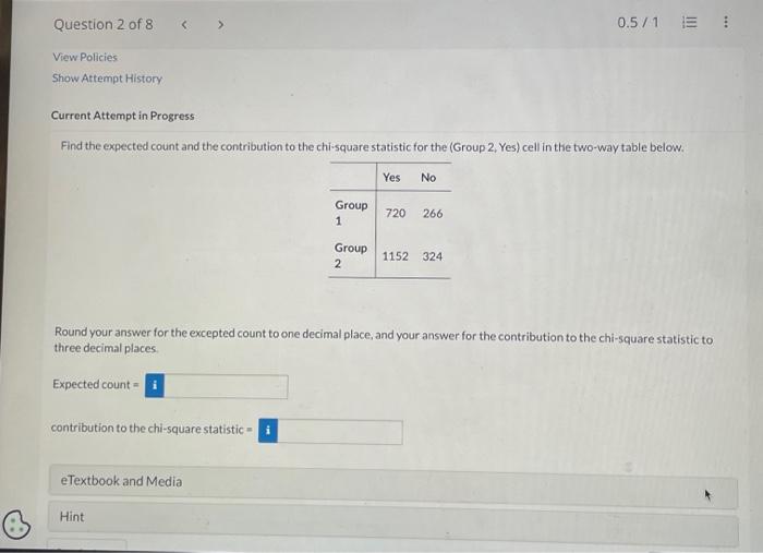 Solved Current Attempt in Progress Find the expected count | Chegg.com