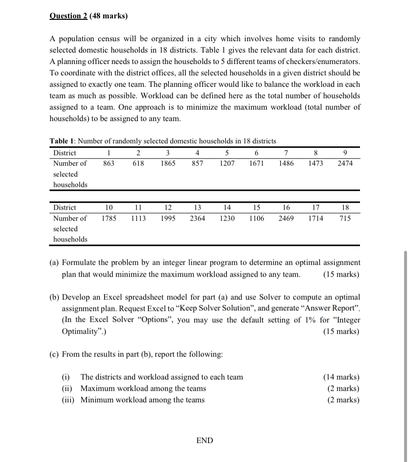 Solved Question 2 (48 ﻿marks)A population census will be | Chegg.com