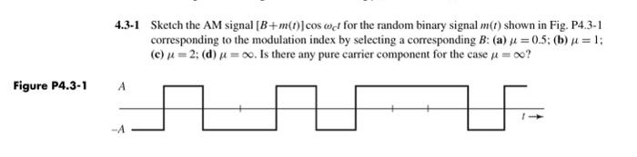 Figure P4.3-1 4.3-1 Sketch the AM signal [B+m(t)] cos | Chegg.com