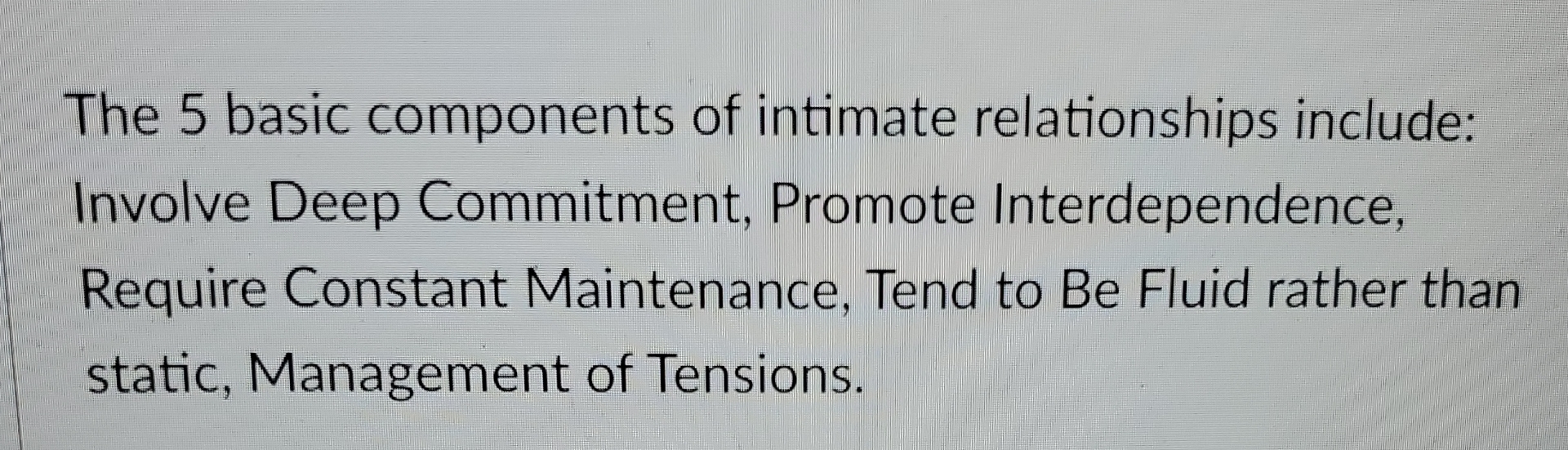 Solved The 5 ﻿basic components of intimate relationships | Chegg.com
