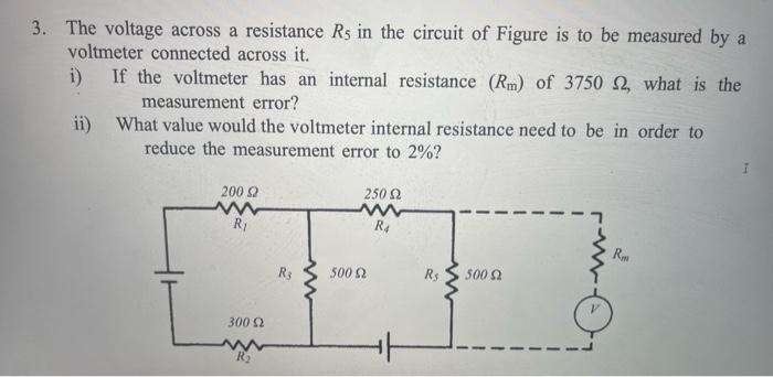 Solved 3. The voltage across a resistance Rs in the circuit | Chegg.com