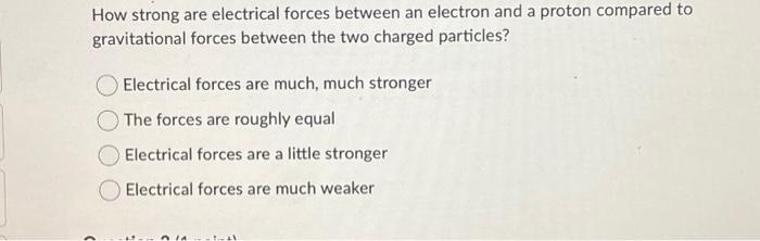 Solved How strong are electrical forces between an electron | Chegg.com