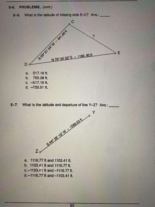 Solved 5-6. PROBLEMS, (cont.) 5-6. What is the latitude of | Chegg.com