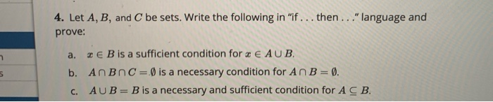 Solved 4. Let A, B, and C be sets. Write the following in | Chegg.com