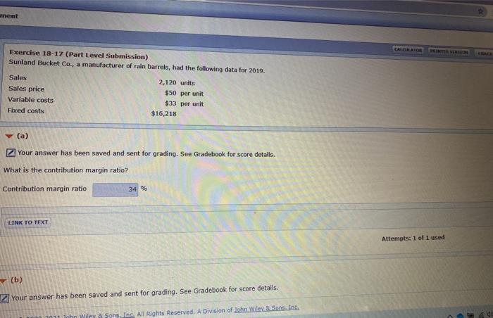 Solved ment Exercise 18-17 (Part Level Submission) Sunland | Chegg.com