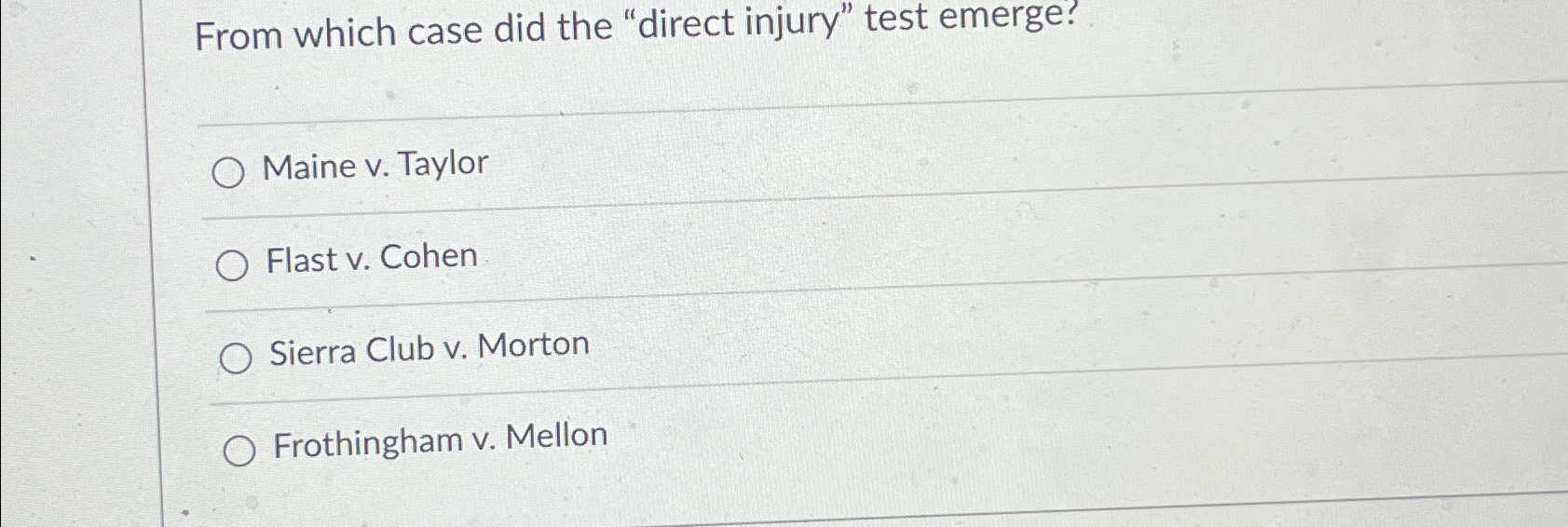 Solved From which case did the "direct injury" test | Chegg.com