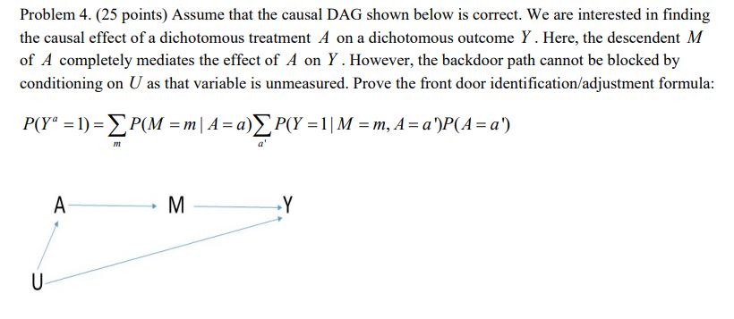 Solved Problem 4. (25 ﻿points) ﻿Assume that the causal DAG | Chegg.com