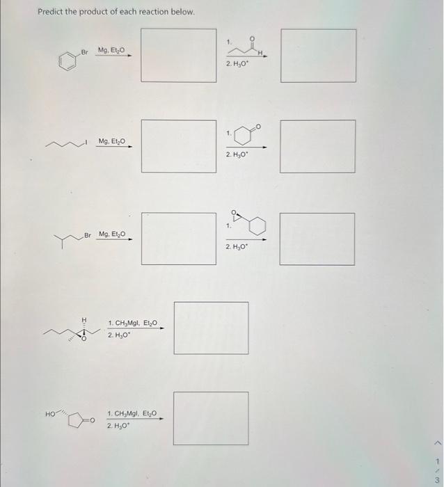 Solved Predict the product of each reaction below. Mg9,Et2O | Chegg.com