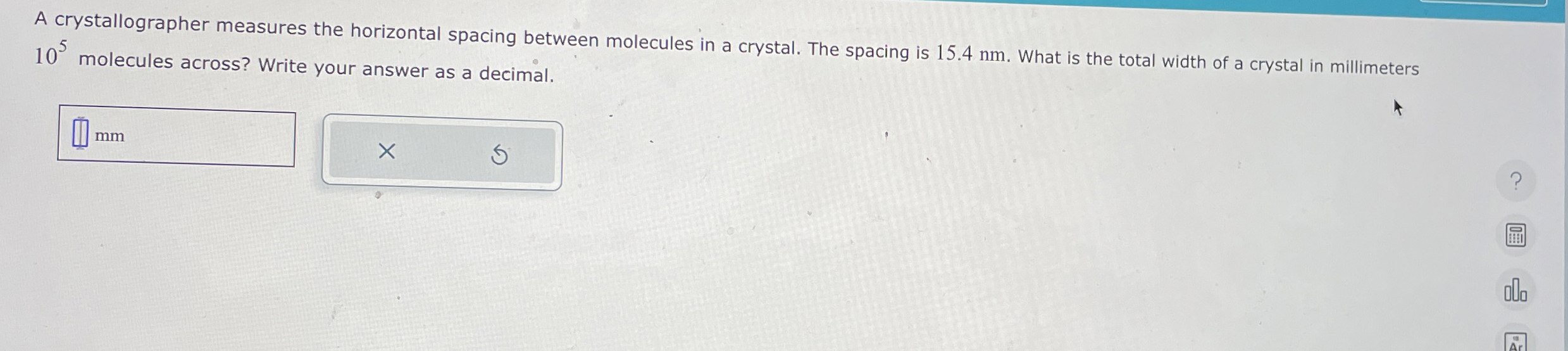 Solved A crystallographer measures the horizontal spacing | Chegg.com