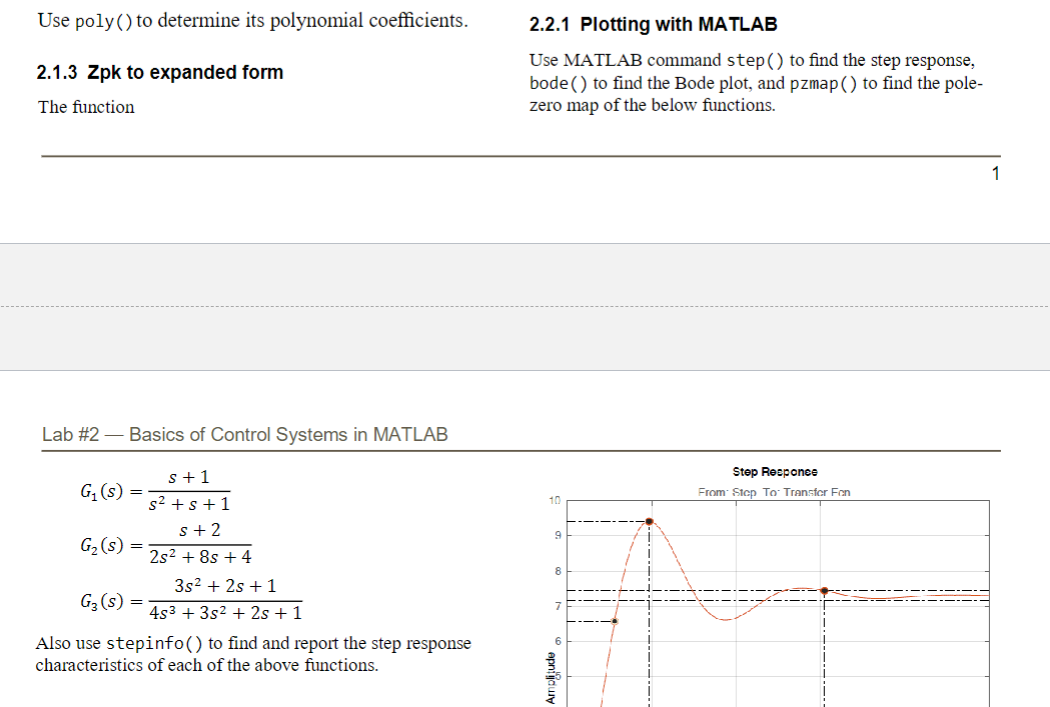 Solved 2.2.1 ﻿Plotting with MATLABUse MATLAB command step() | Chegg.com