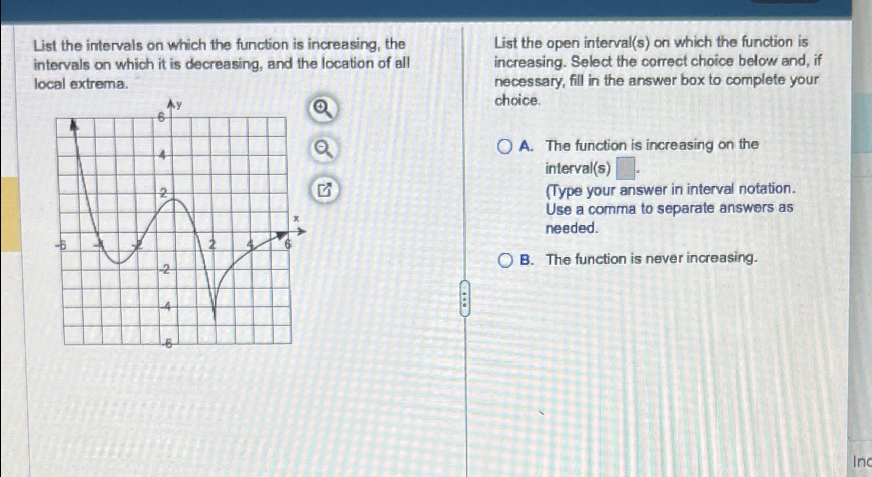 Solved List the intervals on which the function is | Chegg.com