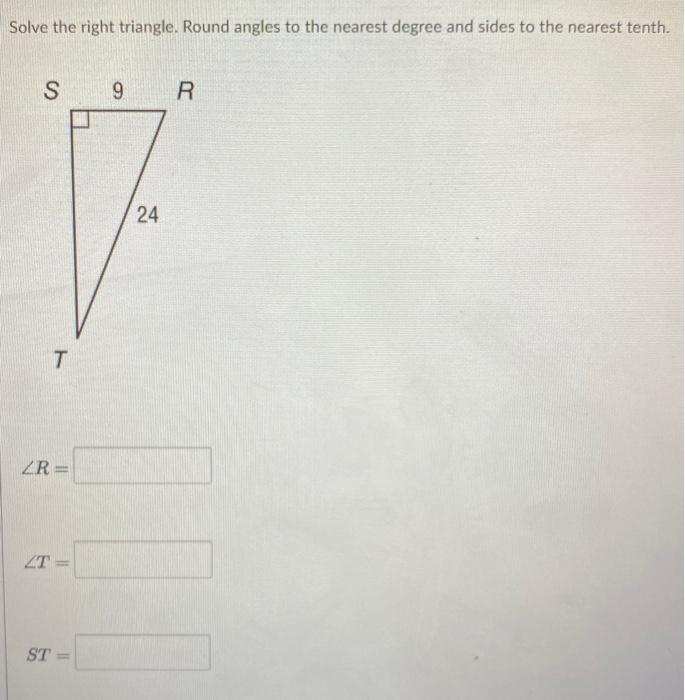 Solved Solve the right triangle. Round angles to the nearest | Chegg.com