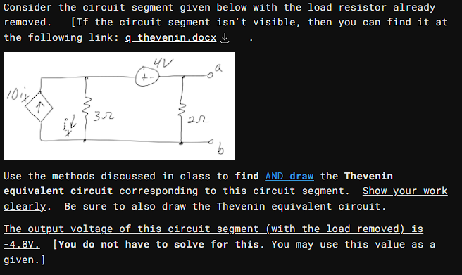 Solved Consider the circuit segment given below with the | Chegg.com