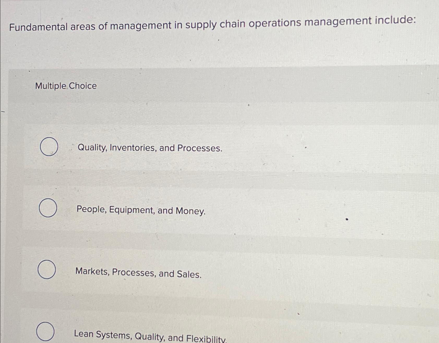 Solved Fundamental areas of management in supply chain | Chegg.com