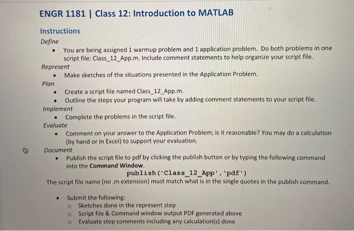 ENGR 1181 Class 12: Introduction to MATLAB . | Chegg.com