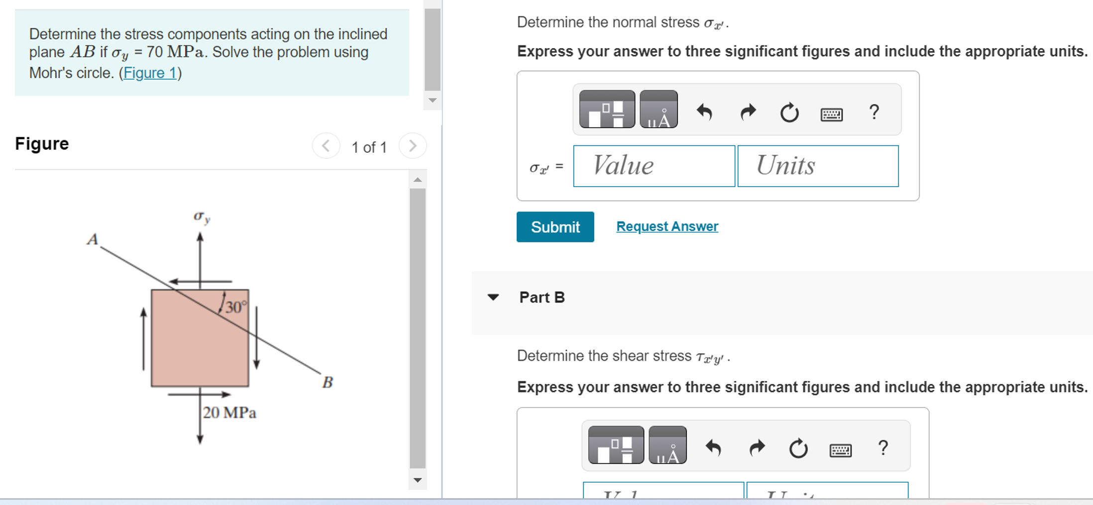 Solved Determine the stress components acting on the | Chegg.com