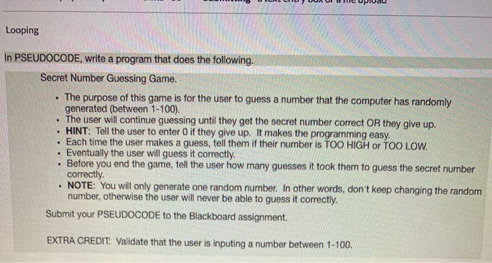 Solved Looping In Pseudocode Write A Program That Does The