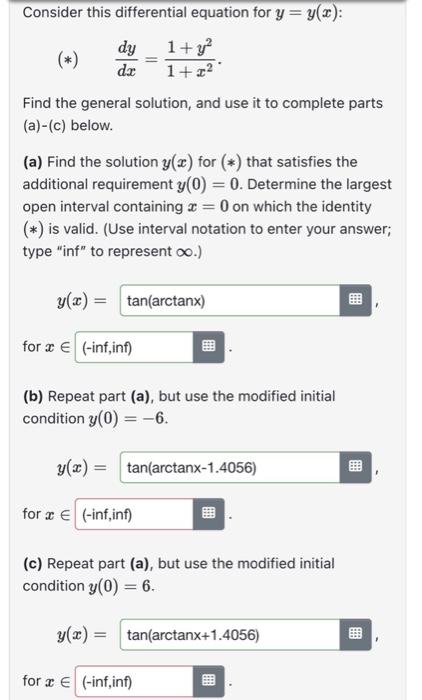 Solved Consider this differential equation for y=y(x) : (*) | Chegg.com