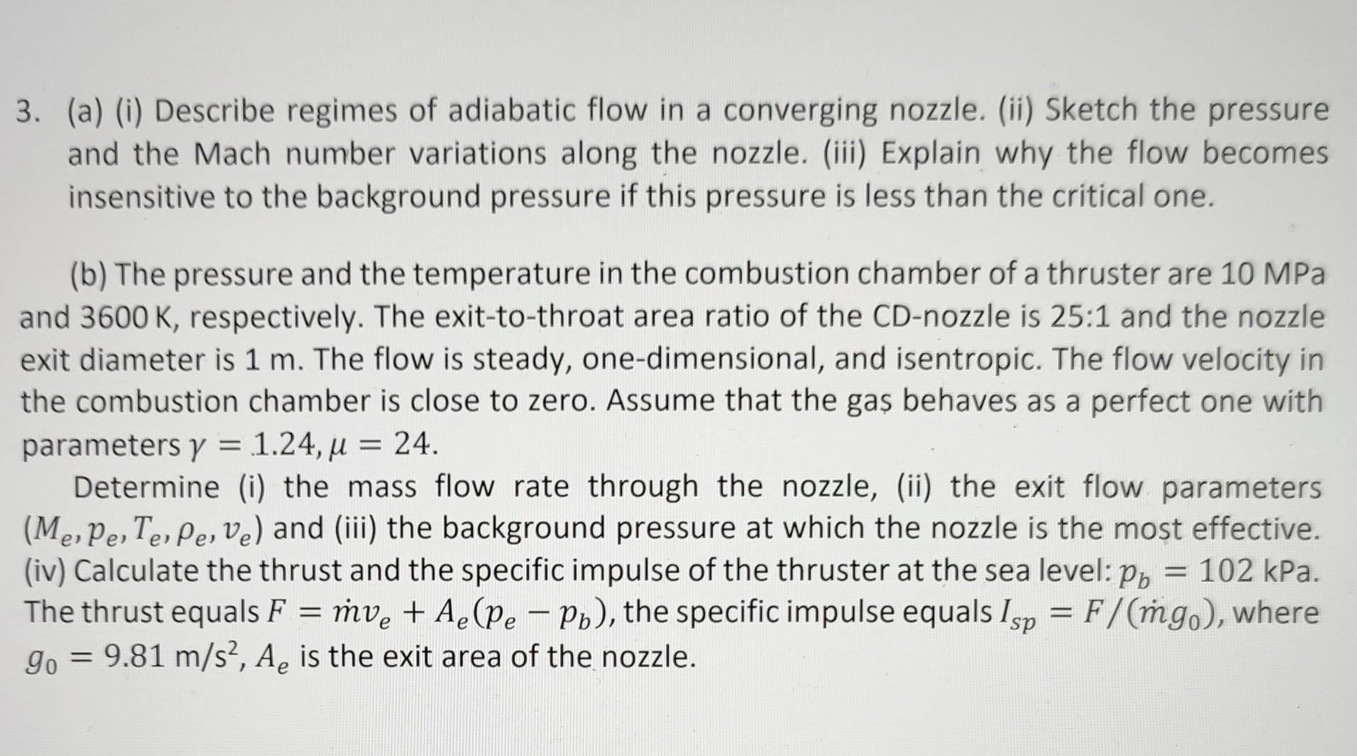 Solved 3. (a) (i) Describe regimes of adiabatic flow in a | Chegg.com