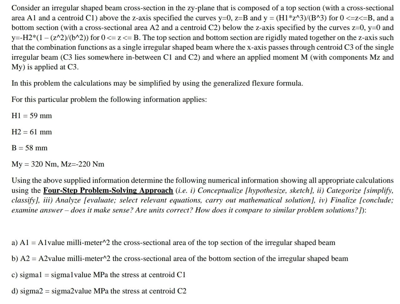 Solved Consider an irregular shaped beam cross-section in | Chegg.com