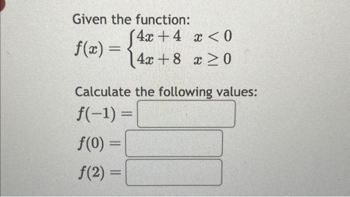 Solved Given the function: ƒ(x) = = [4x + 4 x