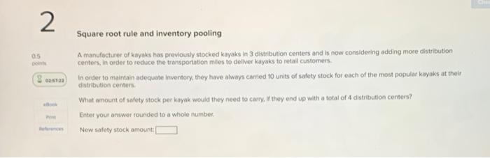 Solved 2 OS 3223 Square root rule and inventory pooling A | Chegg.com