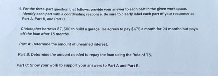 Solved 4. For the three-part question that follows, provide | Chegg.com