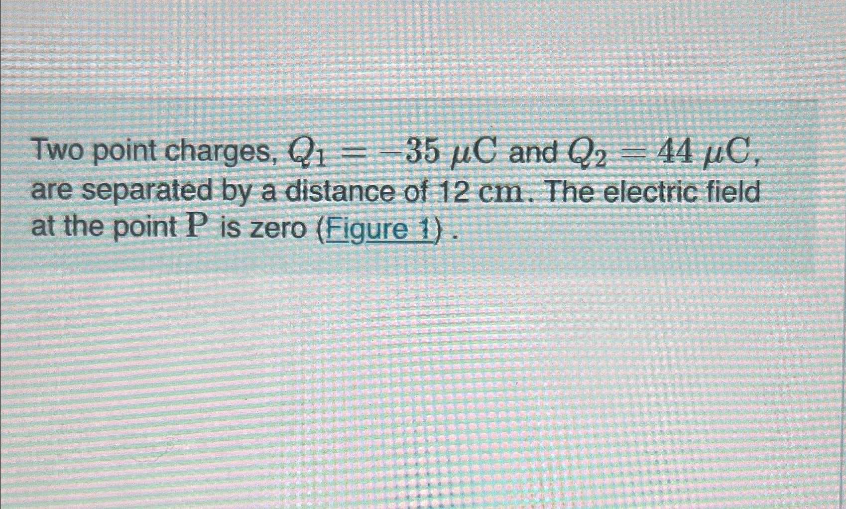 Two point charges, Q1=-35μC ﻿and Q2=44μC, ﻿are | Chegg.com