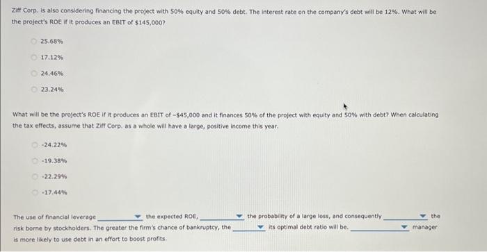 Solved leverage also increases the risk that shareholders | Chegg.com