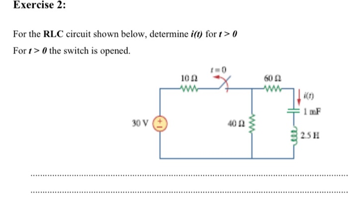 Solved Exercise 2: For the RLC circuit shown below, | Chegg.com