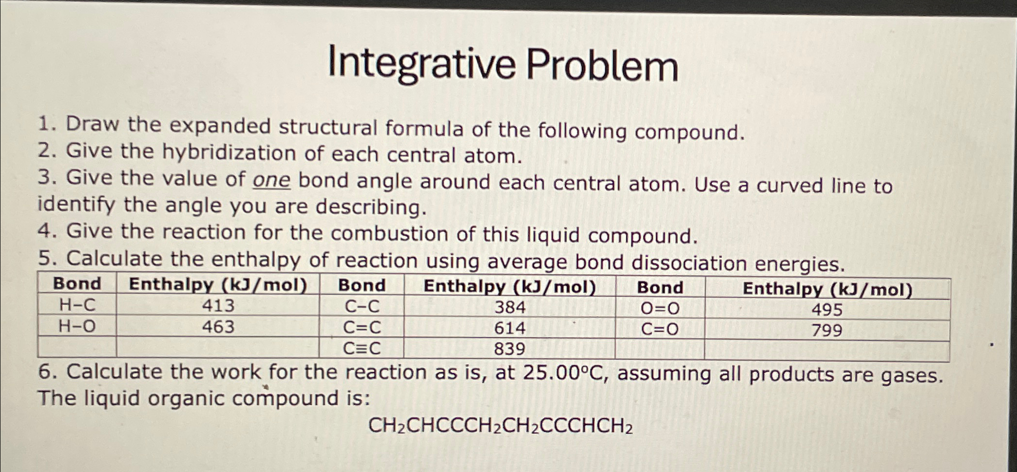 Integrative ProblemDraw the expanded structural | Chegg.com