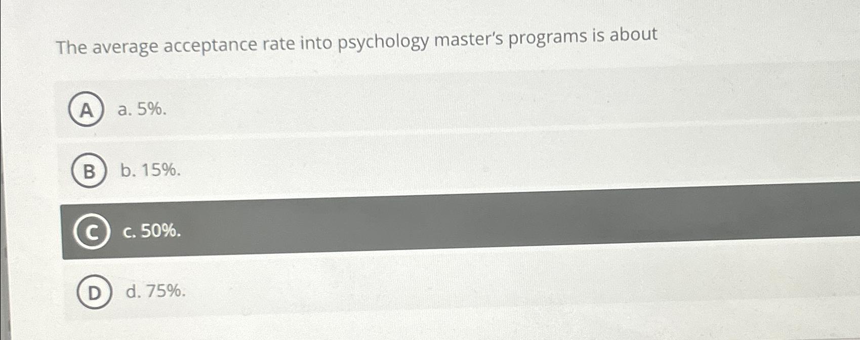 Solved The average acceptance rate into psychology master's | Chegg.com Solved The average acceptance rate into psychology master's | Chegg.com