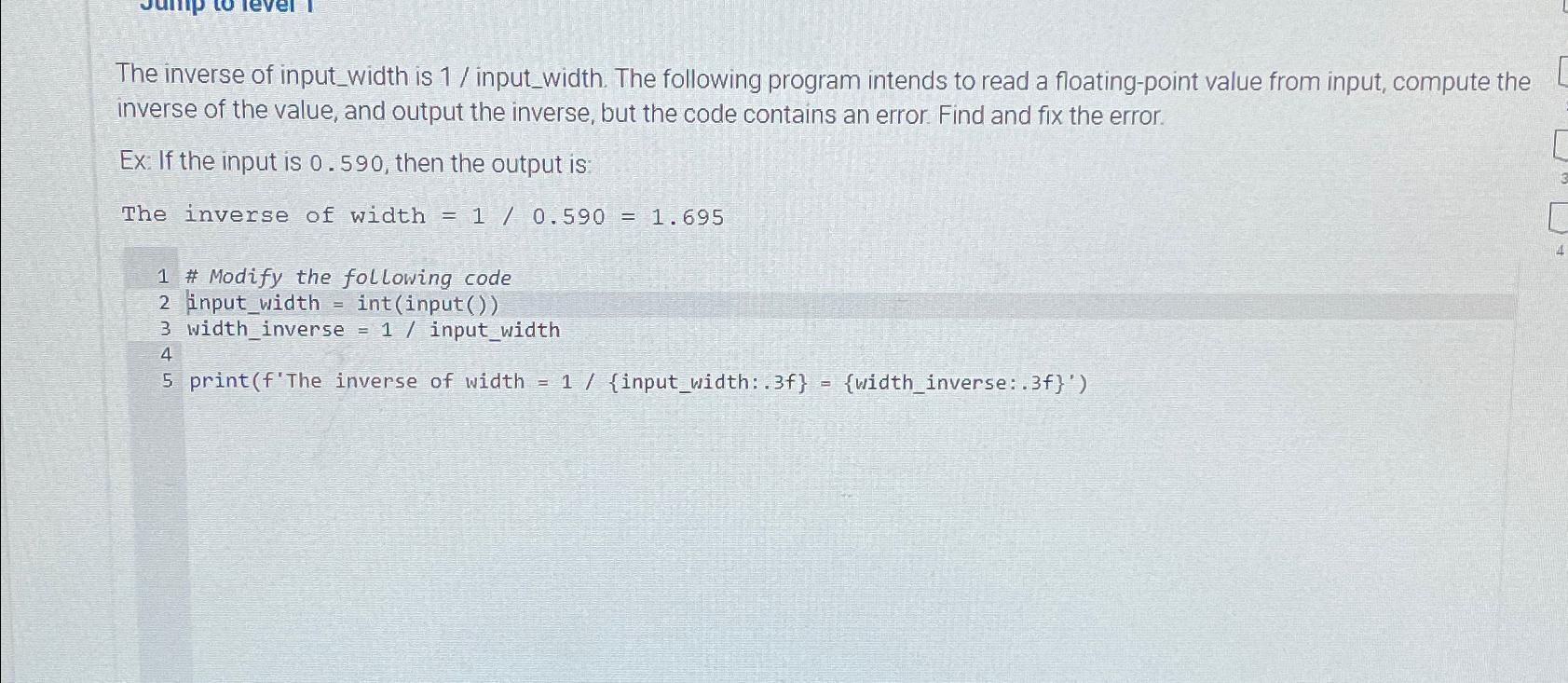 Solved The inverse of input_width is 1 / ﻿input_width. The | Chegg.com