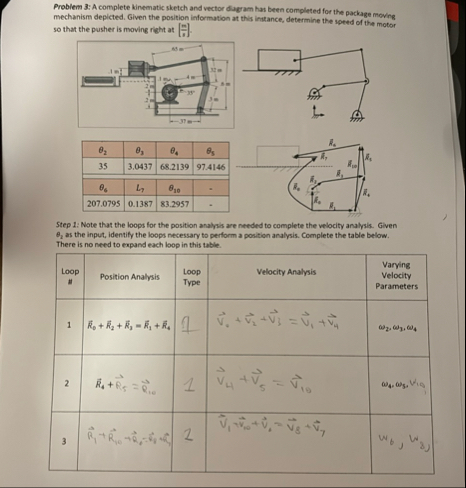 Problem 3: A complete kinematic sketch and vector | Chegg.com
