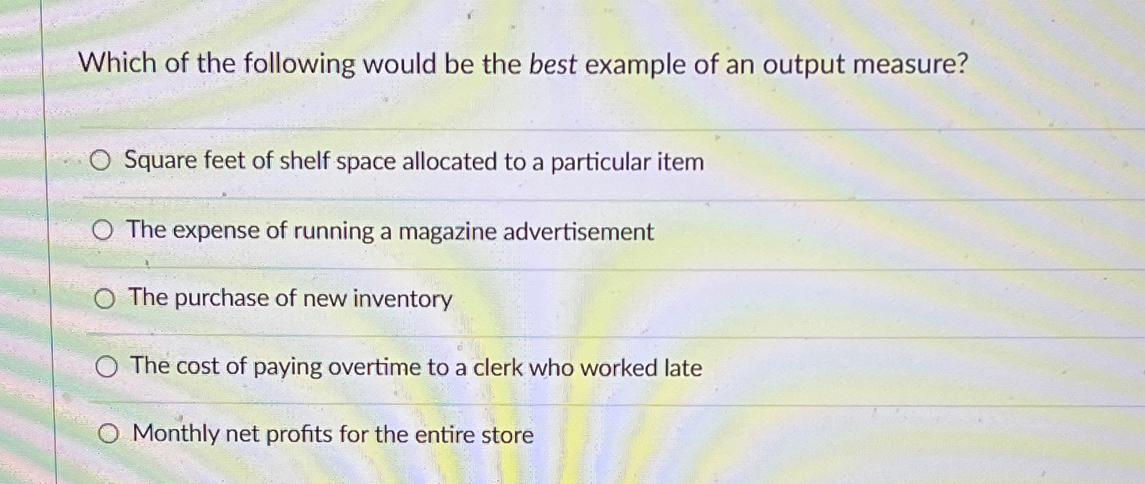 Solved Which of the following would be the best example of | Chegg.com